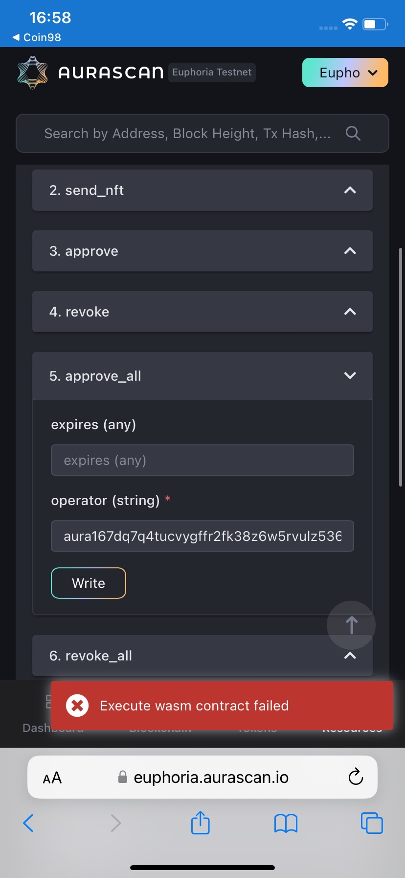 [Aurascan][Mobile][Desktop] Map hiển thị nội dung message lỗi khi thực hiện giao dịch · Issue ...