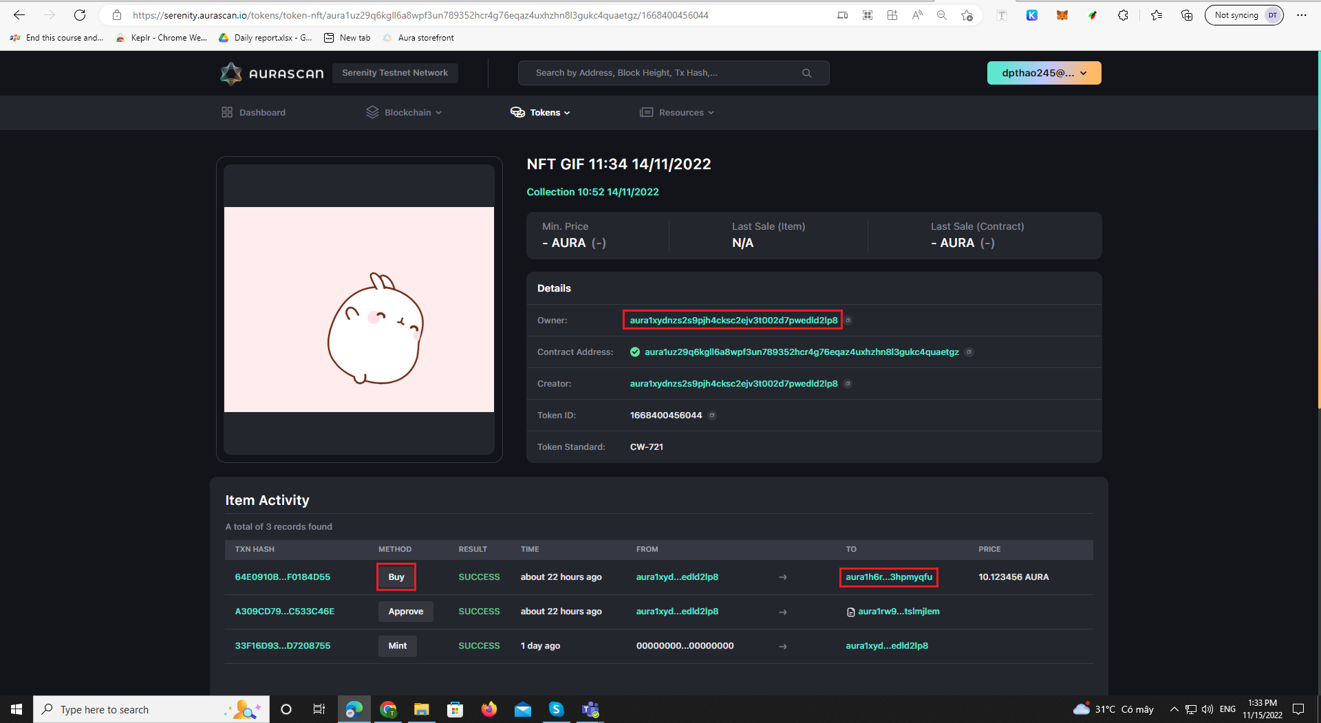 [Aurascan][NFT Detail] Không update địa chỉ owner khi có giao dịch Buy, Transfer · Issue #1273 ...