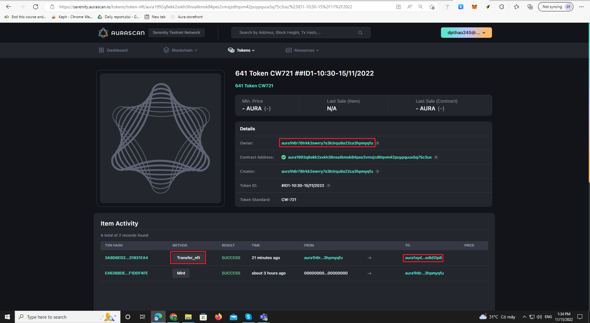 [Aurascan][NFT Detail] Không update địa chỉ owner khi có giao dịch Buy, Transfer · Issue #1273 ...