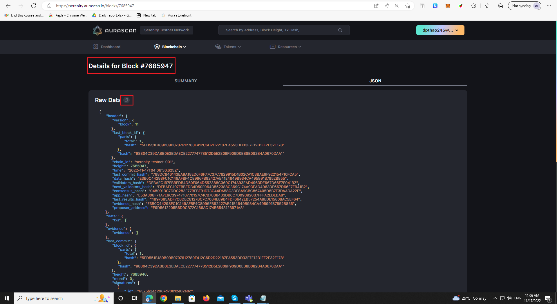 [Enhancement] Add copy button beside Raw Data of Json raw log in Transactions Details page ...