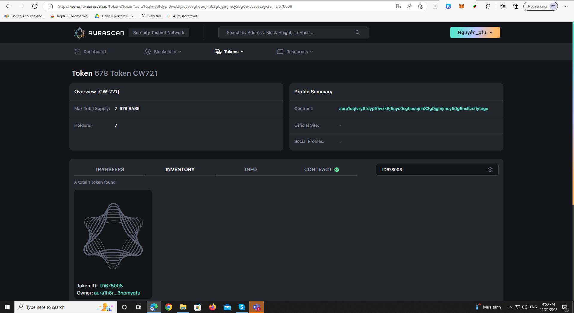[Aurascan][Tokens][TokenCW721Detail] Filter by token txn hash, token holder hiển thị sai kết quả ...