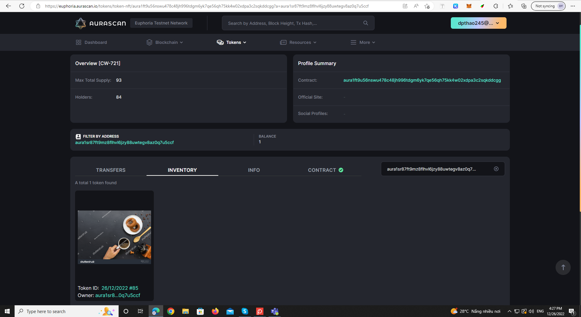 [Aurascan][Tokens][TokenCW721Detail] Filter by token txn hash, token holder hiển thị sai kết quả ...