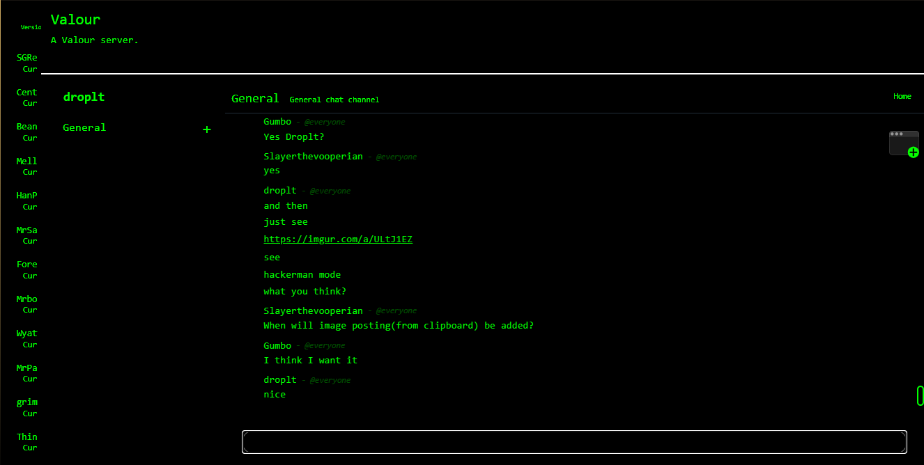 📦 Feature - hackerman mode for Valour · Issue #226 · Valour-Software/Valour · GitHub