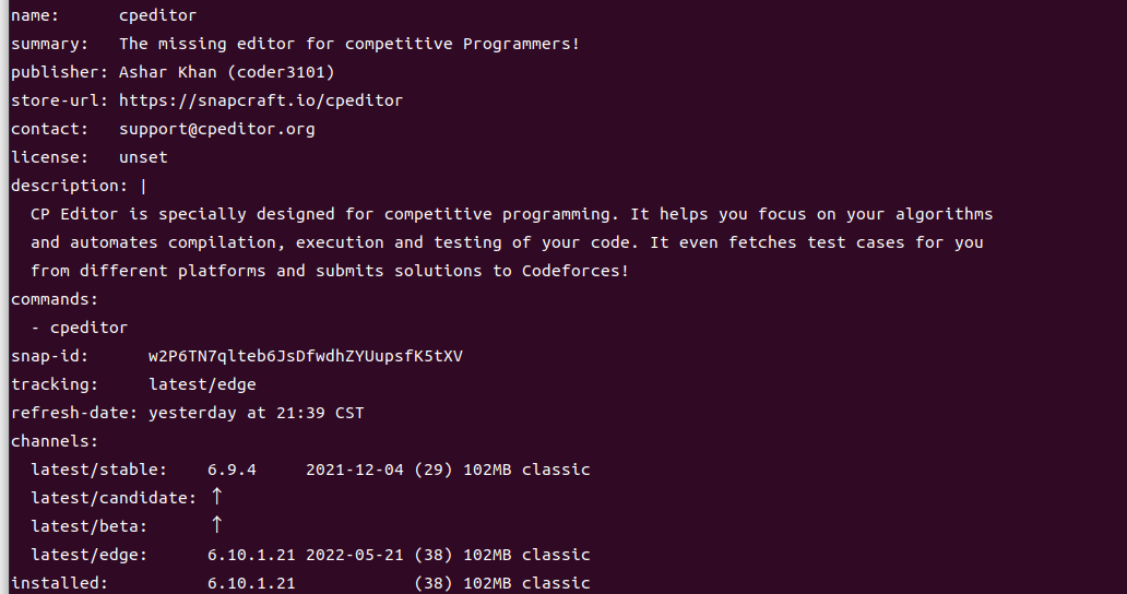 CP Editor installed from Snap cannot start normally · Issue #1083 · cpeditor/cpeditor · GitHub