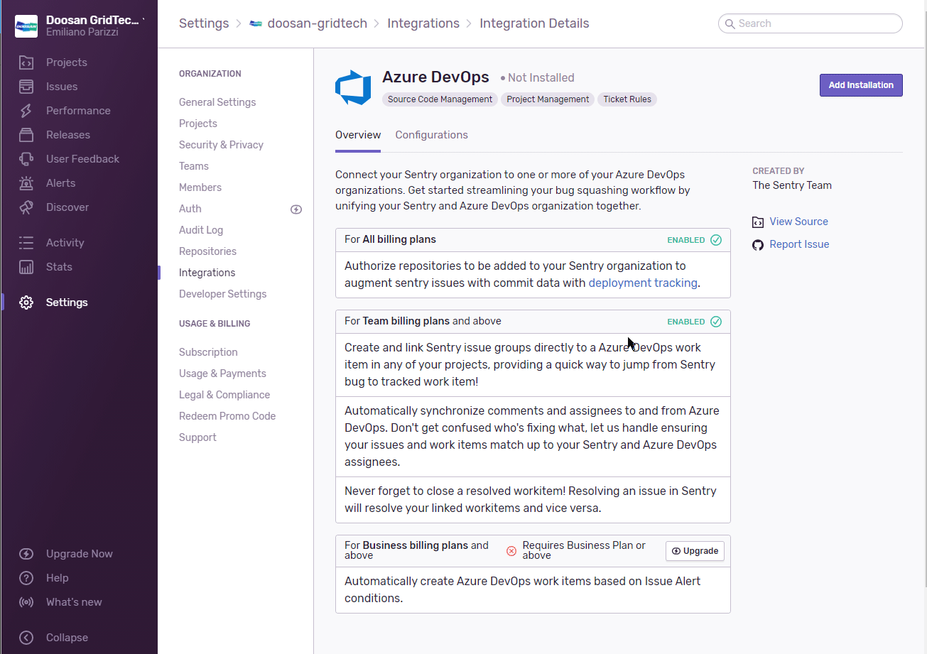 Azure DevOps integration can't find my organization · Issue #23689 · getsentry/sentry · GitHub