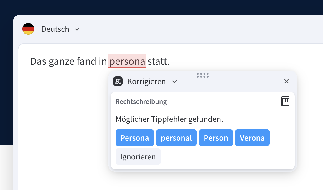 [de] das "persona in "in persona" wird fälschlicherweise zu "Persona" korrigiert · Issue #9311 ...