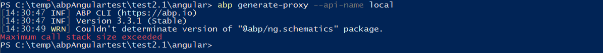 Angular generate-proxy maximum call stack size exceeded · Issue #6243 · abpframework/abp · GitHub