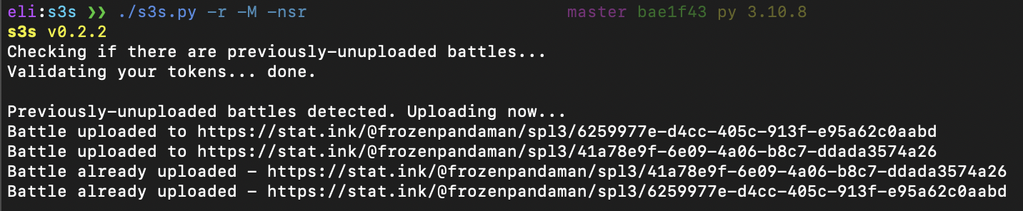 Detecting & trying to upload unuploaded battles twice · Issue #91 · frozenpandaman/s3s · GitHub