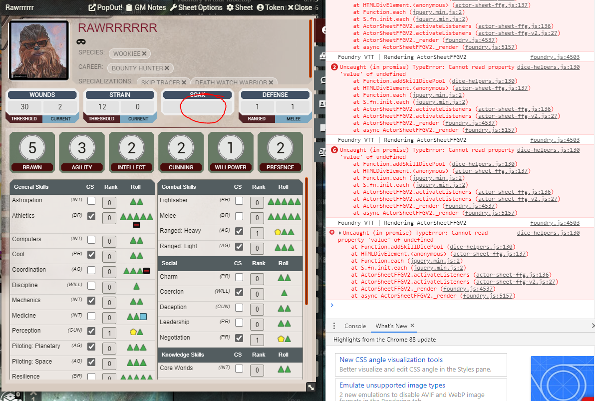 OggDude imported character has no soak · Issue #782 · StarWarsFoundryVTT/StarWarsFFG · GitHub