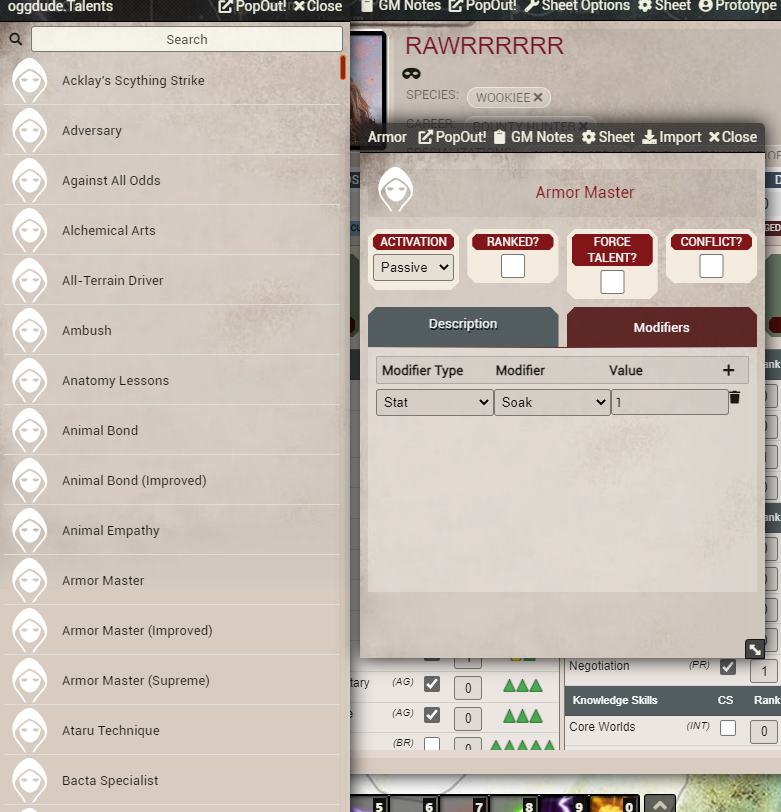 OggDude imported character has no soak · Issue #782 · StarWarsFoundryVTT/StarWarsFFG · GitHub