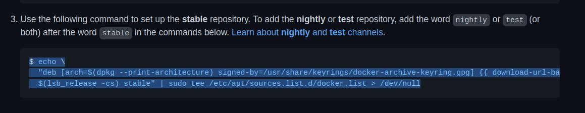 Can't copy-paste Ubuntu install instructions · Issue #14787 · docker/docs · GitHub