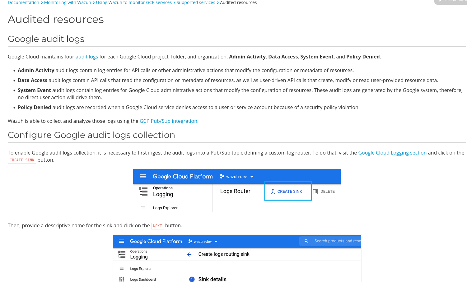 Rework GCP integration's Audit logs and DNS queries sections · Issue ...