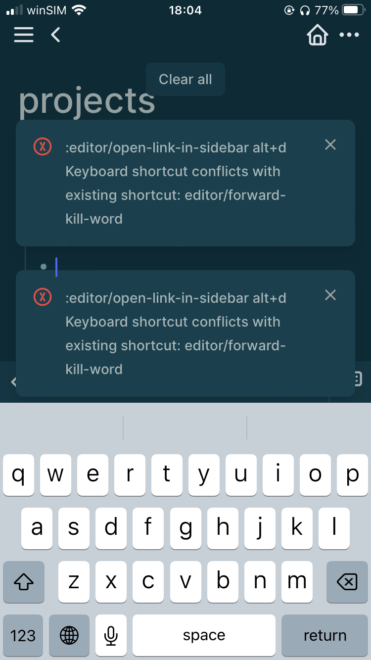 [ios] mobile app should not show keyboard shortcut related errors · Issue #8934 · logseq/logseq ...