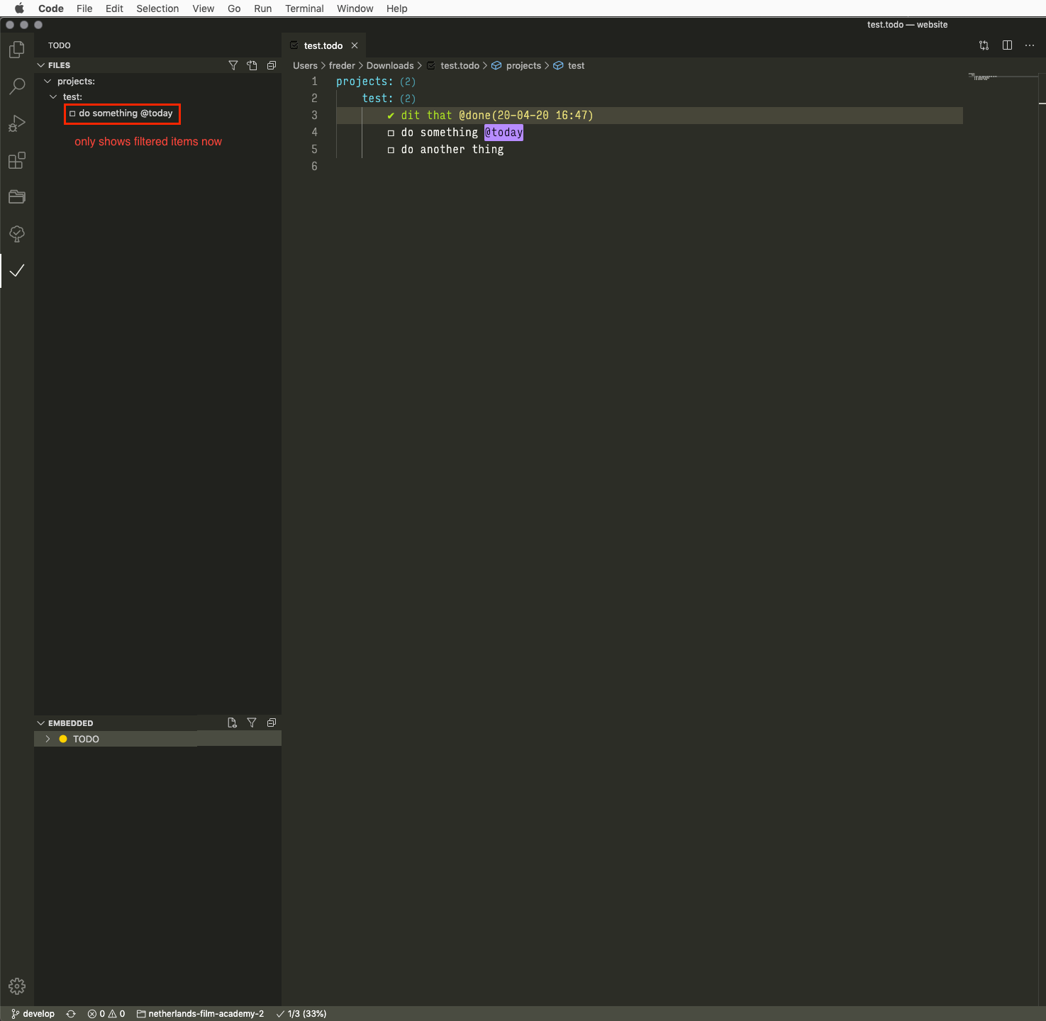 Files view: support filtering · Issue #258 · fabiospampinato/vscode-todo-plus · GitHub