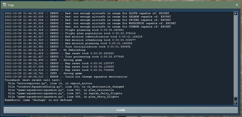 Transferring squadrons with aircraft generates error due to ferry ...