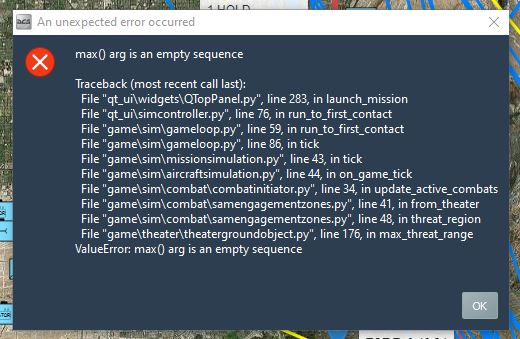 "max() arg is an empty sequence" error on clicking Take Off · Issue #1944 · dcs-liberation/dcs ...
