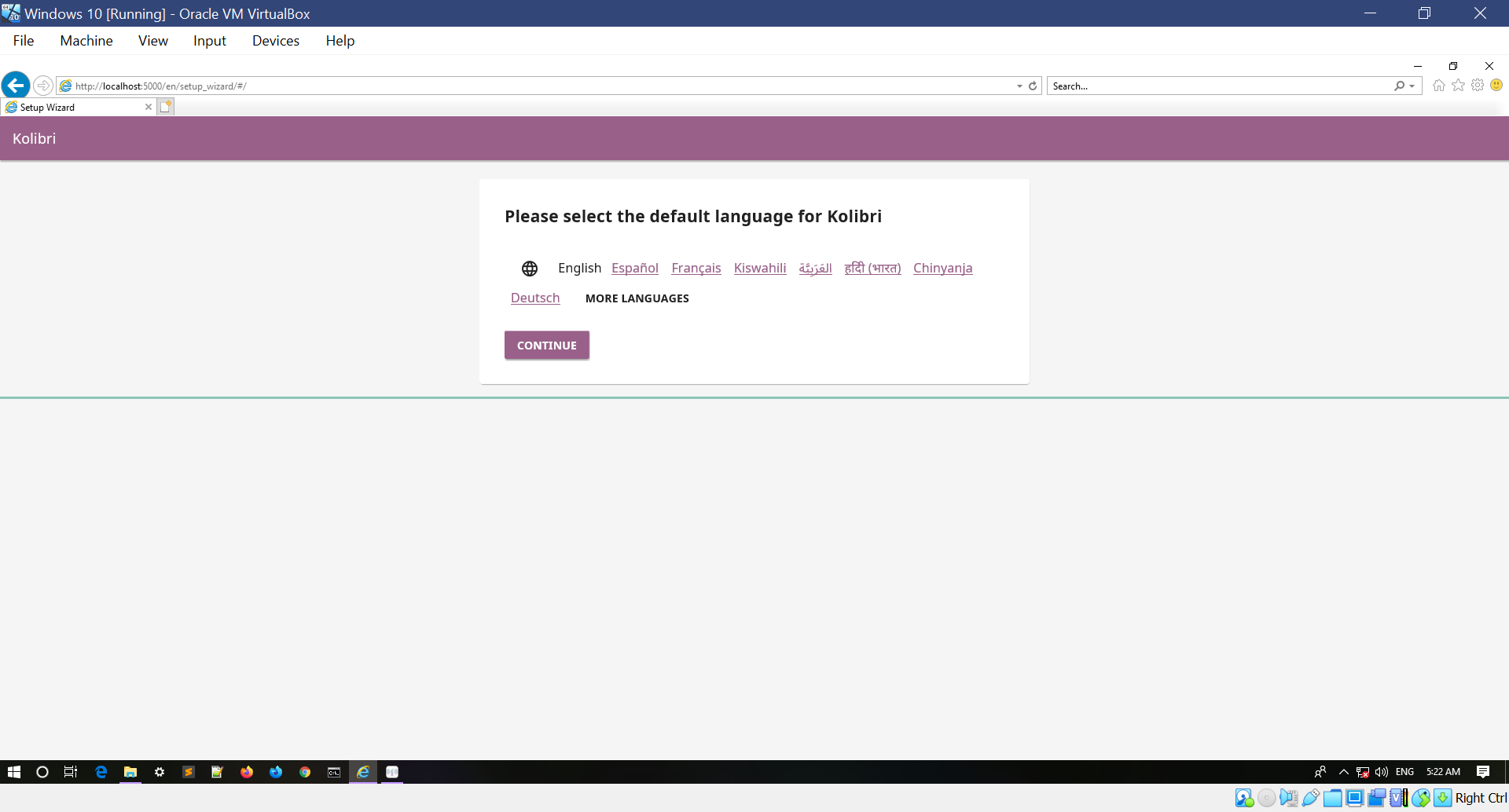 A horizontal green line appears on Kolibri App Setup Wizard page and other pages randomly ...