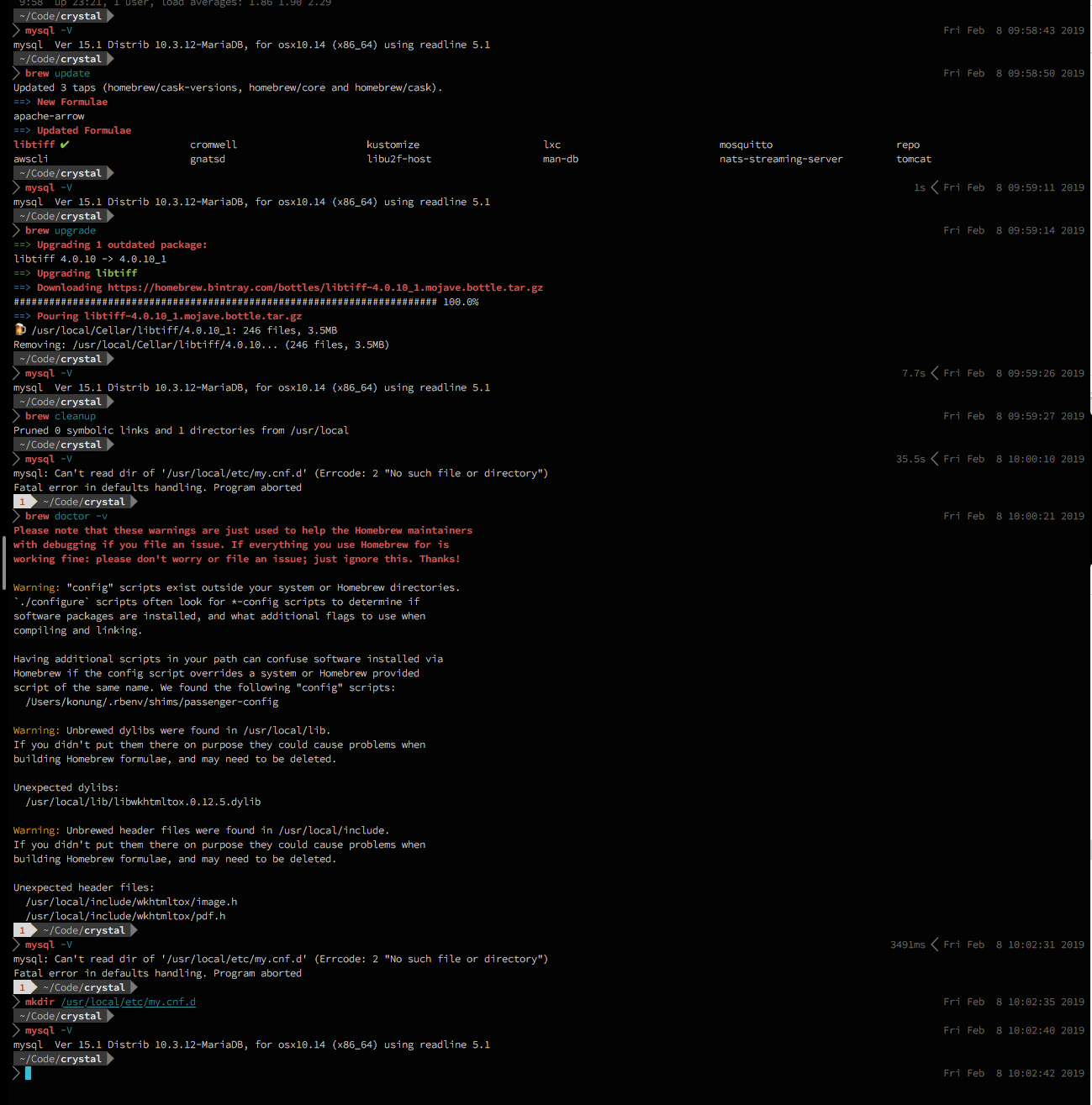 MariaDB service doesn't come up after `brew update` · Issue #36801 · Homebrew/homebrew-core · GitHub