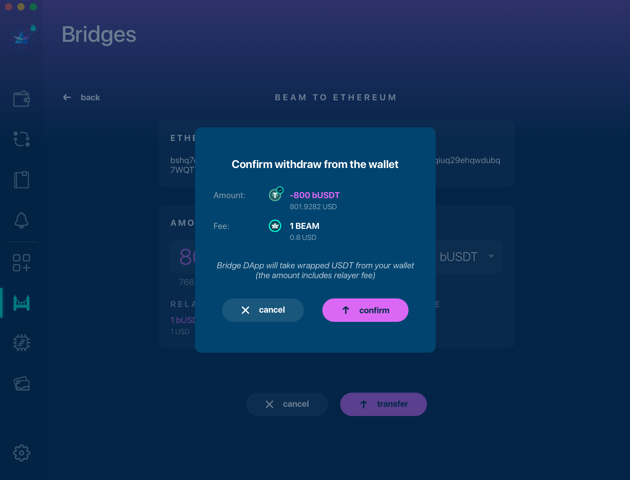 Bridges. Send screen · Issue #3 · BeamMW/beam-bridge-app · GitHub