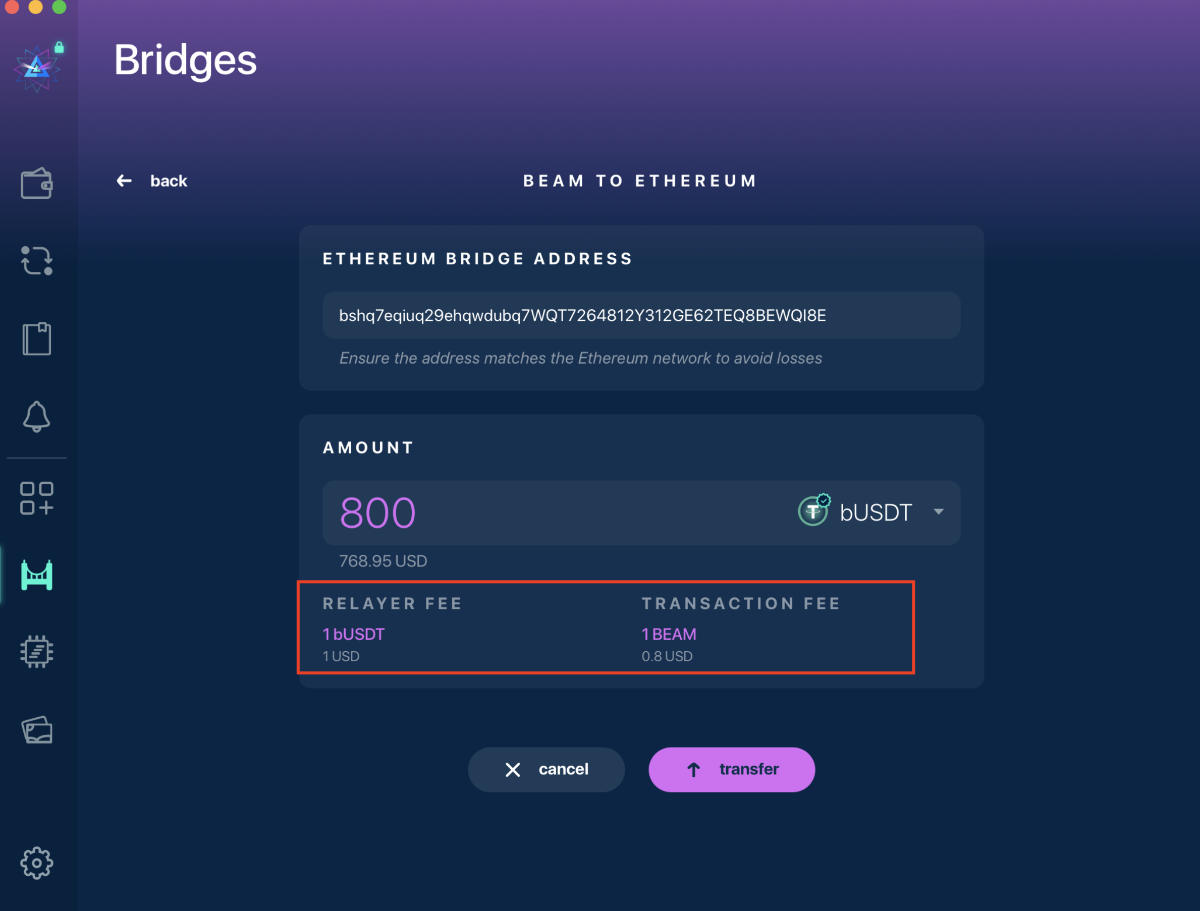 Bridges. Send screen · Issue #3 · BeamMW/beam-bridge-app · GitHub