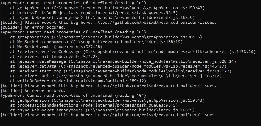 Cannot read properties of undefined in select version · Issue #411 · reisxd/revanced-builder ...
