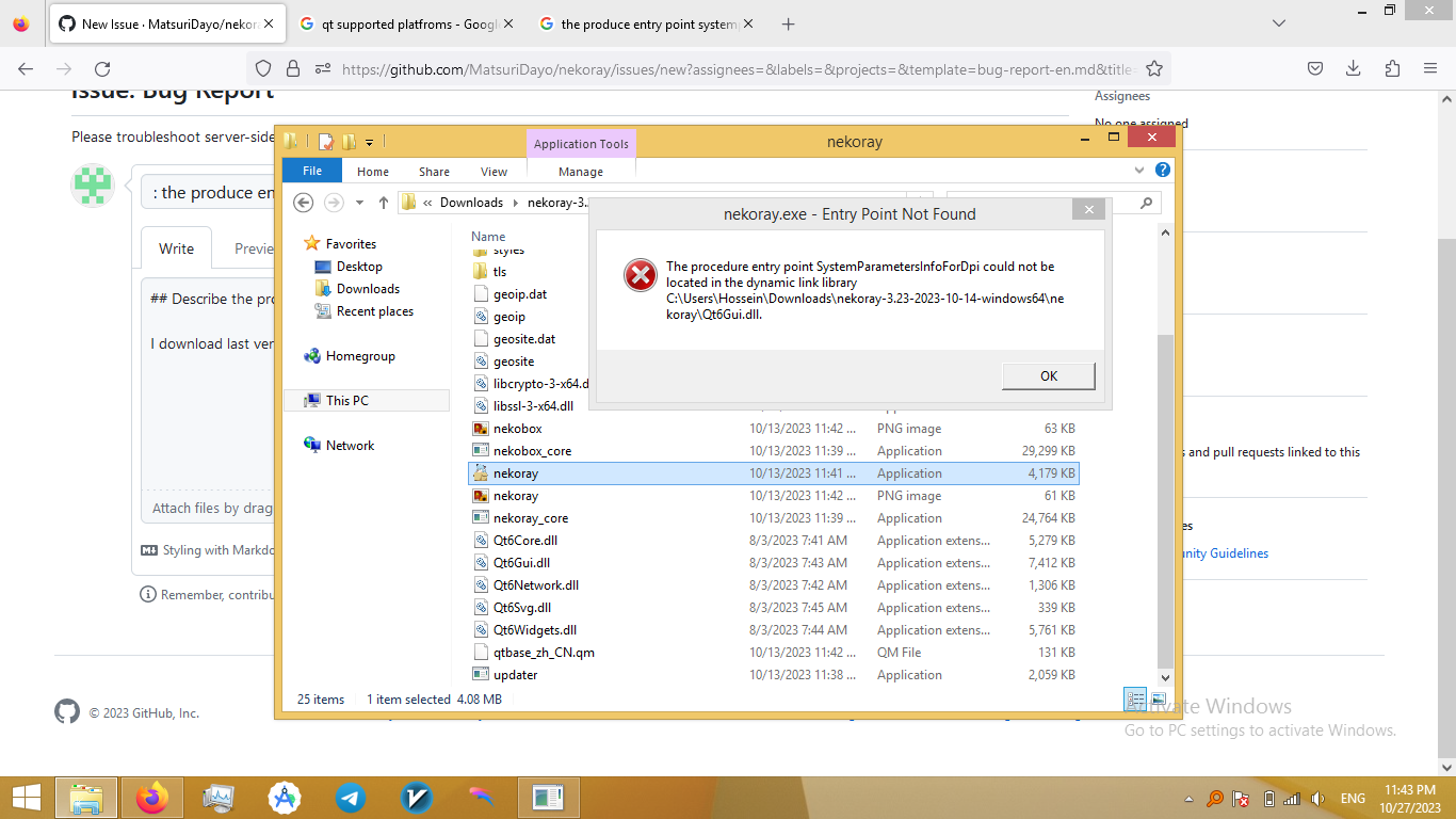 BUG: the produce entry point systemparametersInfoForDpi could not be ...