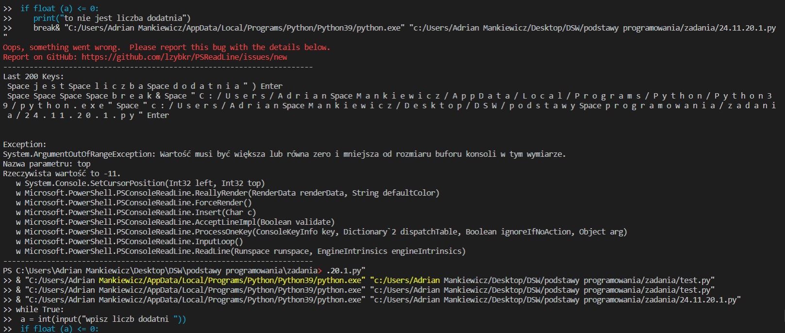 Problem With Python · Issue 1981 · Powershellpsreadline · Github 9893