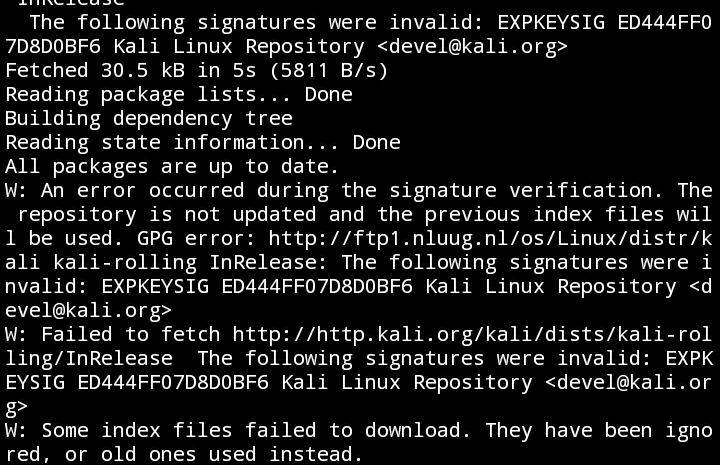 Help - [Failed to fetch http://http.kali.org/kali/dists/kali-rolling/InRelease The following ...
