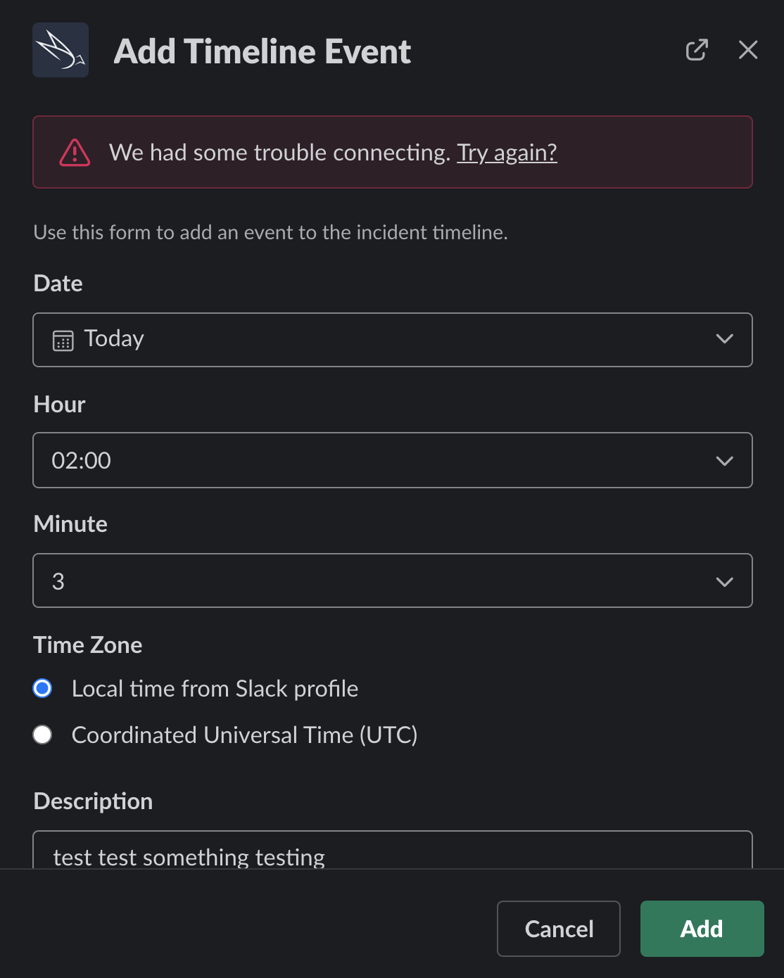 slack slash command /dispatch-add-timeline-event · Issue #812 · Netflix/dispatch · GitHub