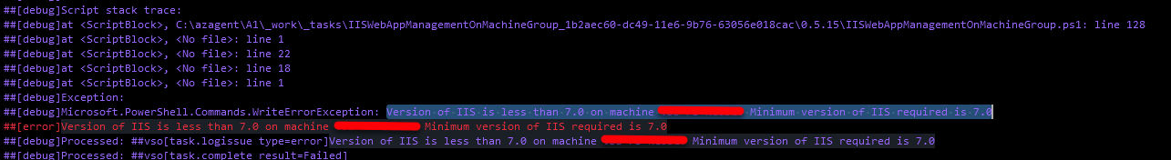 IIS Web App Manage fails on Windows Server 2016 w/ IIS 10 stating the IIS version is less than 7 ...