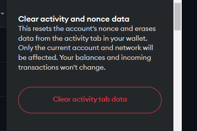 [Bug]: Copy on 'Clear activity and nonce data' button is inconsistent and confusing · Issue ...