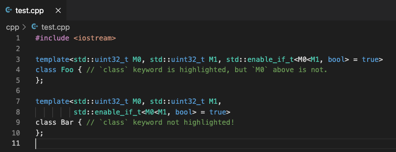 [cpp] Highlight not working when `enable_if_t