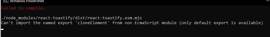 Can't import the named export 'cloneElement' from non EcmaScript module (only default export is ...