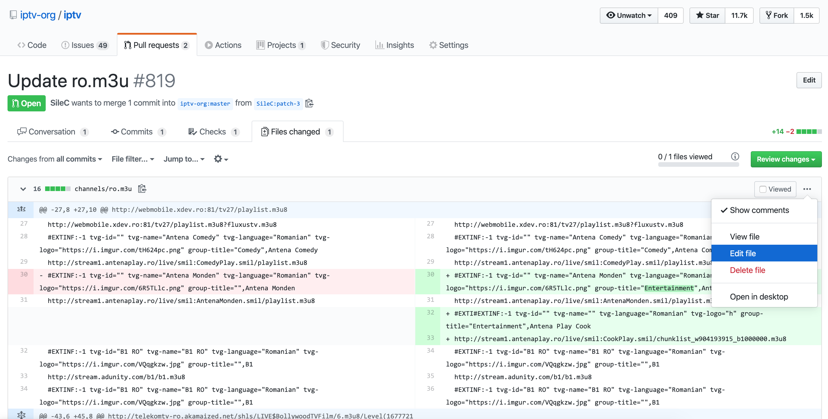 Update ro.m3u by SileC · Pull Request #817 · iptv-org/iptv · GitHub