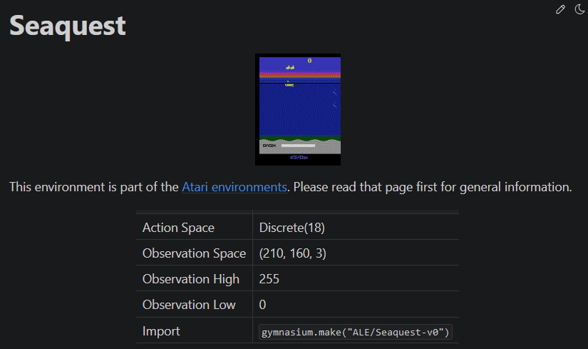 [Question] Gymnasium docs/seaquest import version · Issue #360 · Farama-Foundation/Gymnasium ...