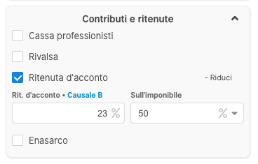"Hai specificato una ritenuta d'acconto senza specificarne la causale ...