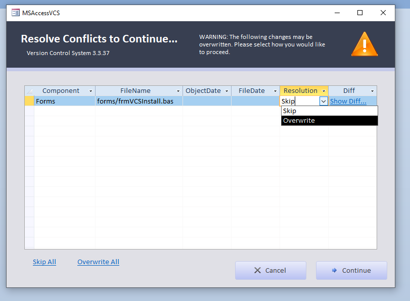 Add conflict resolution dialog for export/merge operations · Issue #233 · joyfullservice ...