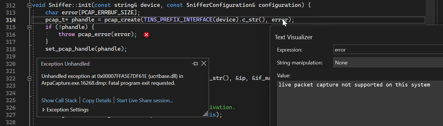 [libtins] live packet capture not supported on this system · Issue #31642 · microsoft/vcpkg · GitHub