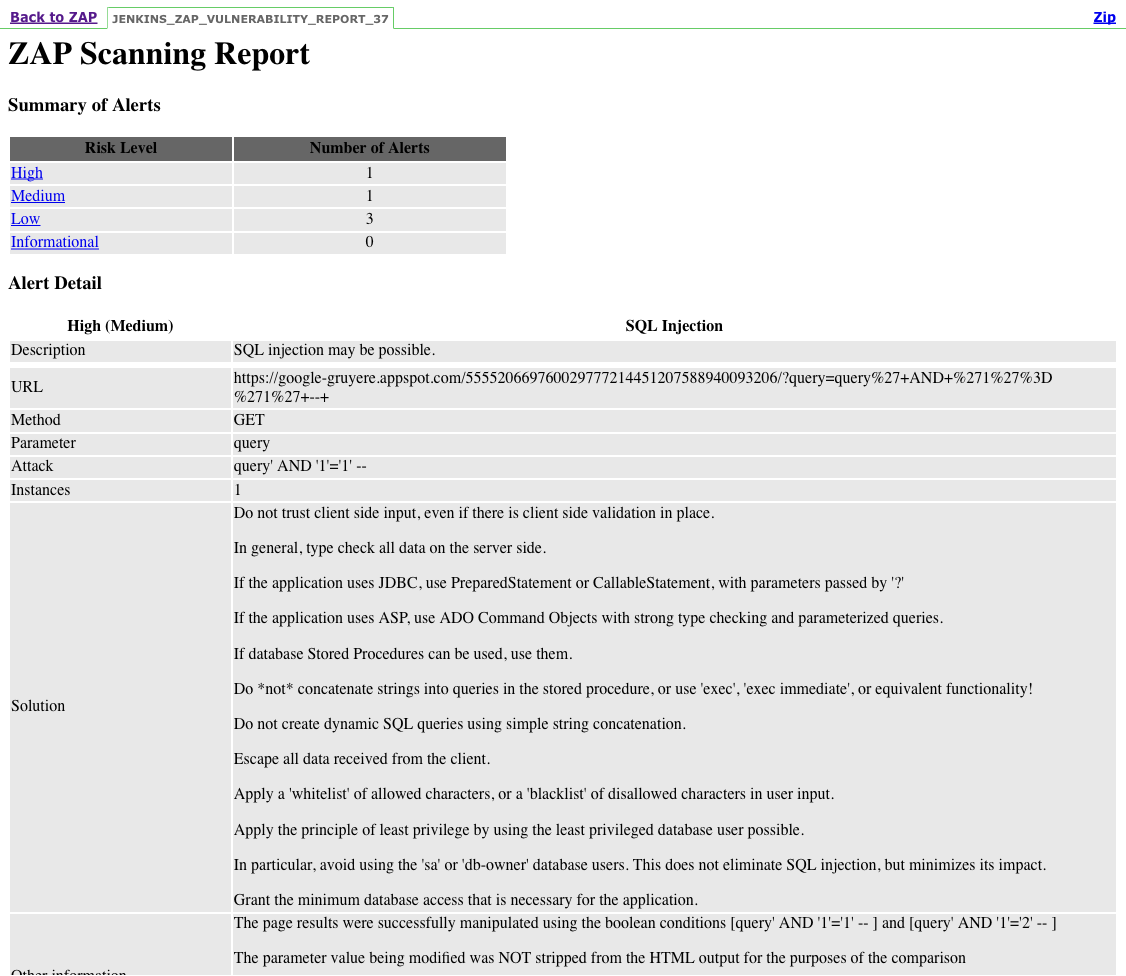 ZAP on Jenkins not showing high priority vulnerabilities · Issue #4733 · zaproxy/zaproxy · GitHub