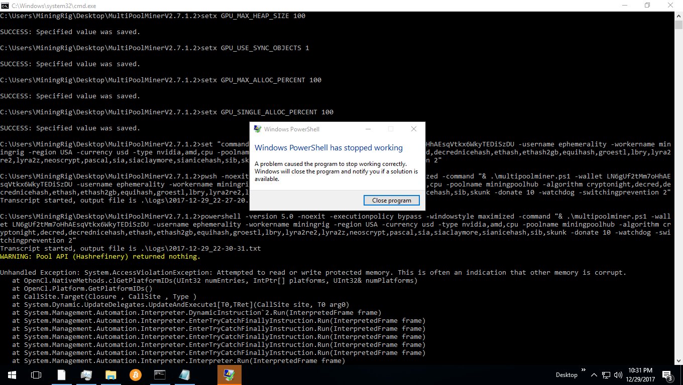 PowerShell Core 6 has stopped working · Issue #869 · MultiPoolMiner/MultiPoolMiner · GitHub