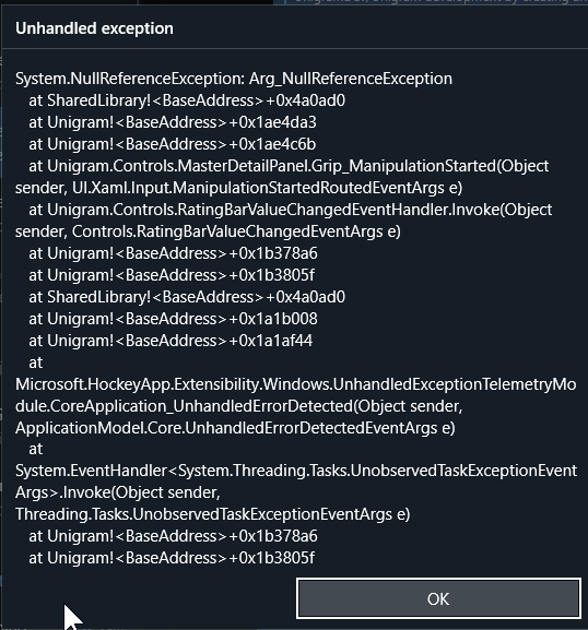 Unhandle Exception when dragging contact list to avatar column · Issue #1131 · UnigramDev ...