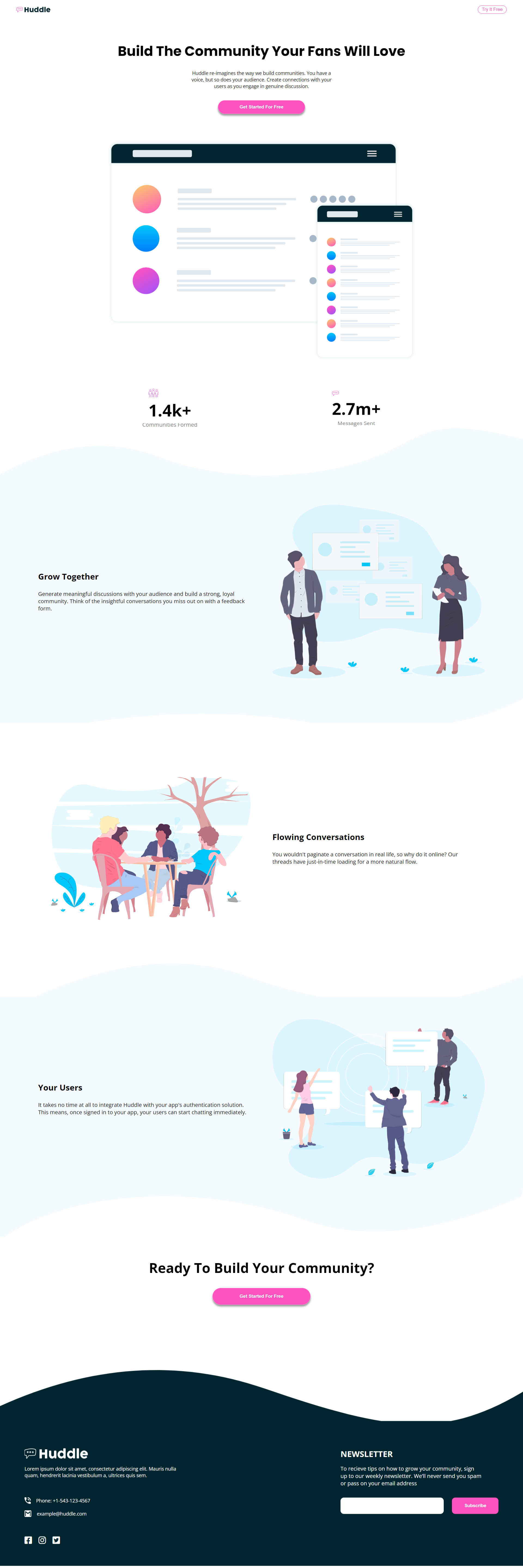 Github Robertron624 Huddle Landing Page With Curved Sections