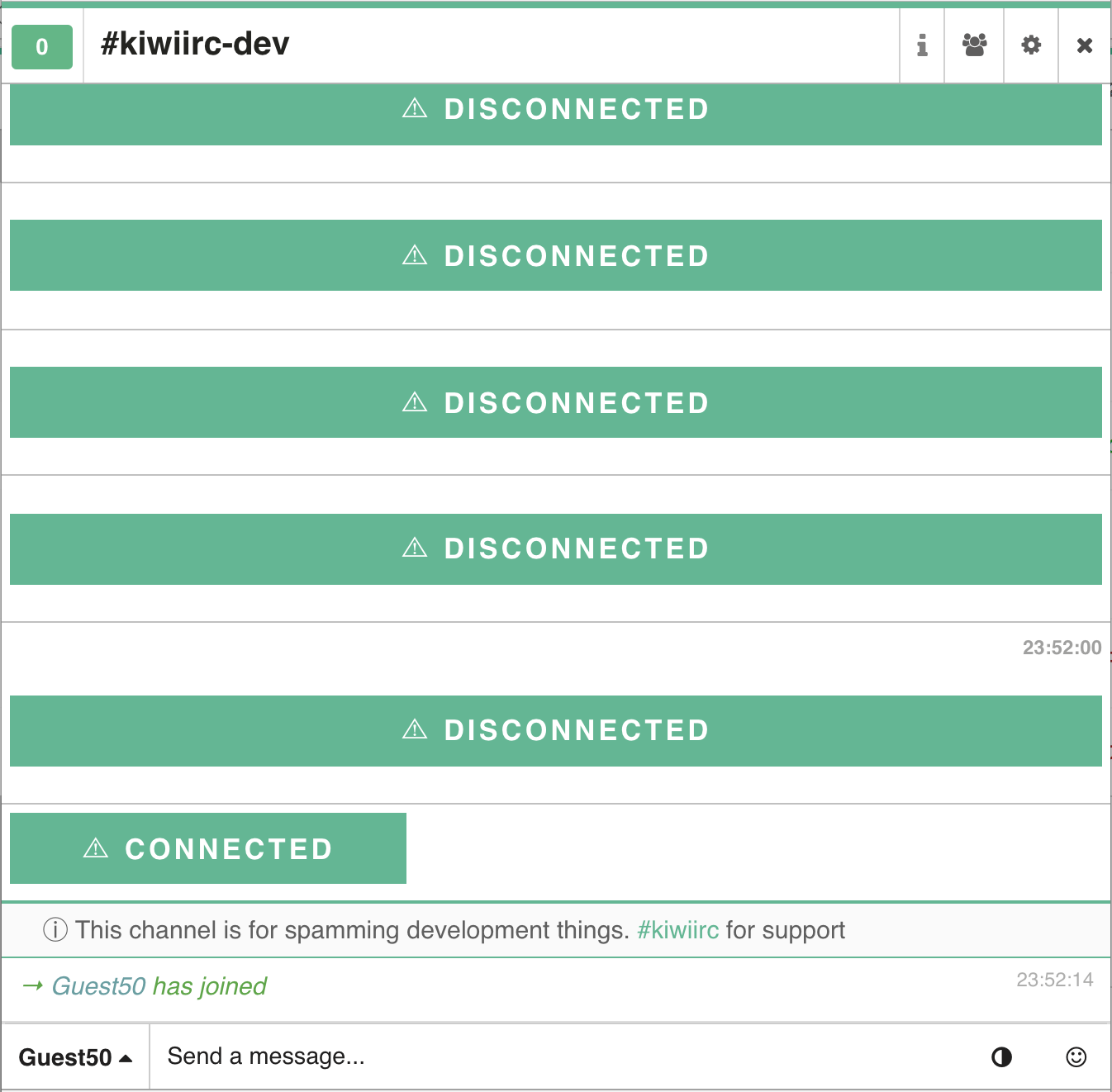 Disconnected messages are not centered like the connected messages · Issue #338 · kiwiirc ...