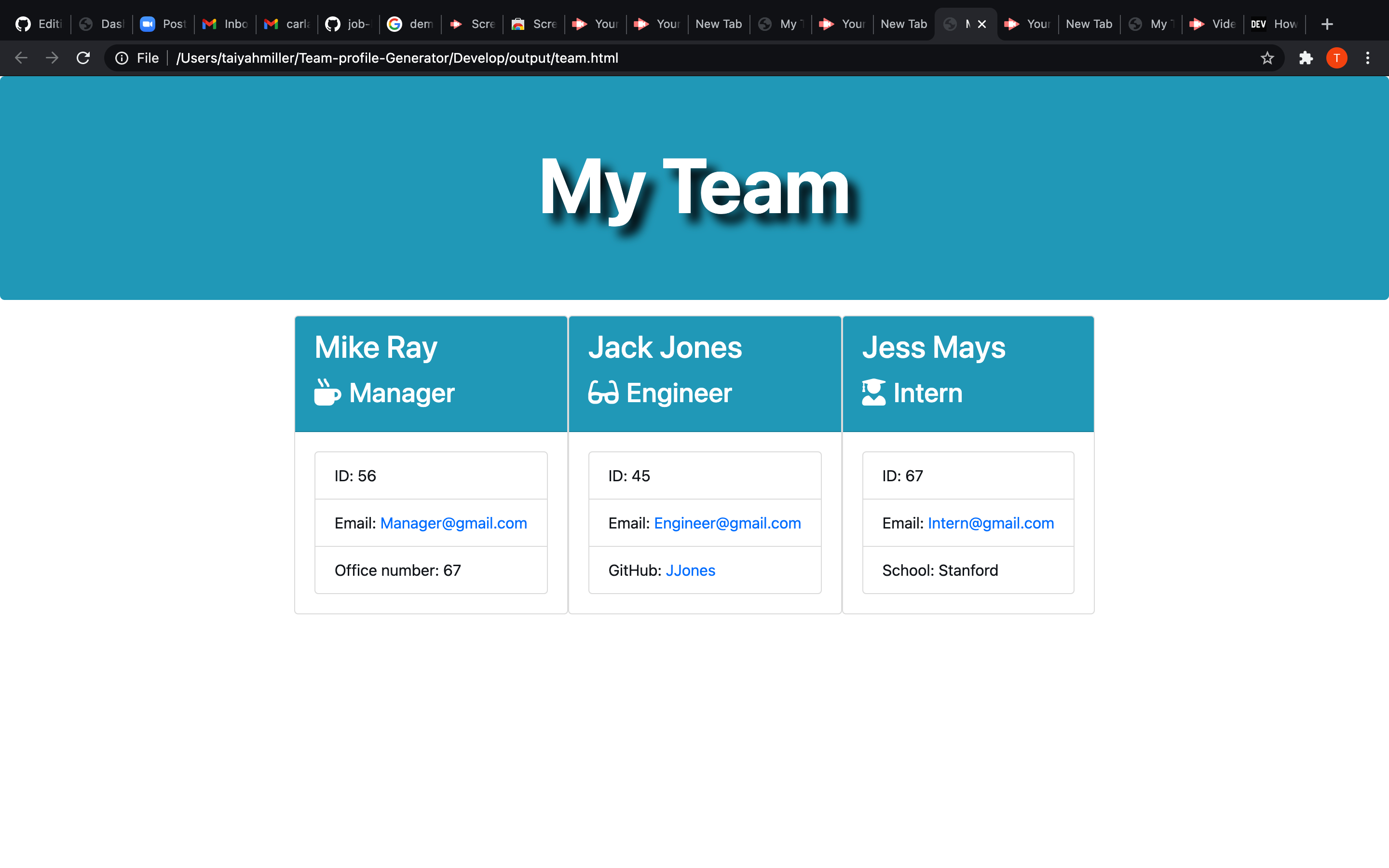 GitHub - Taiyahm/Team-profile-Generator: A command-line application ...