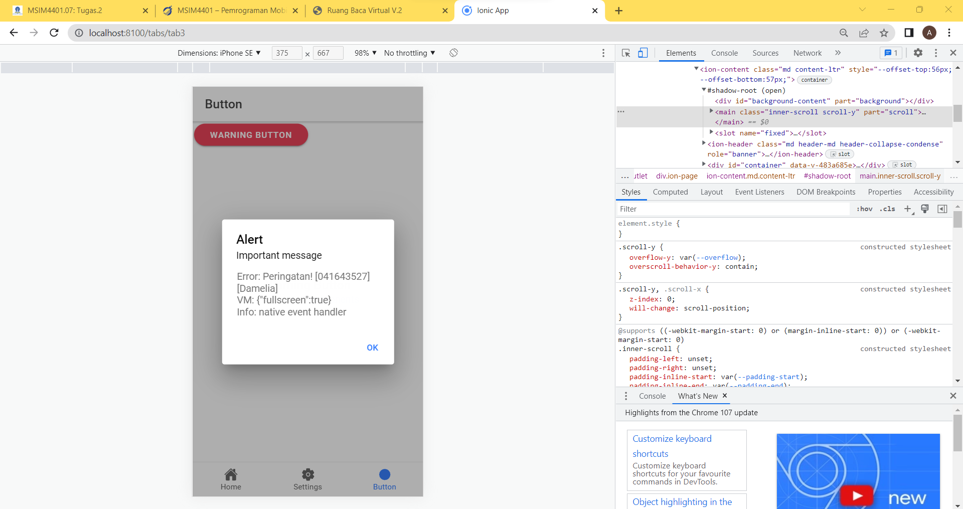 GitHub - cerdasbersamadamelia/Tugas-2-Tabs-Layout-and-Warning-Button: Pemrograman Mobile