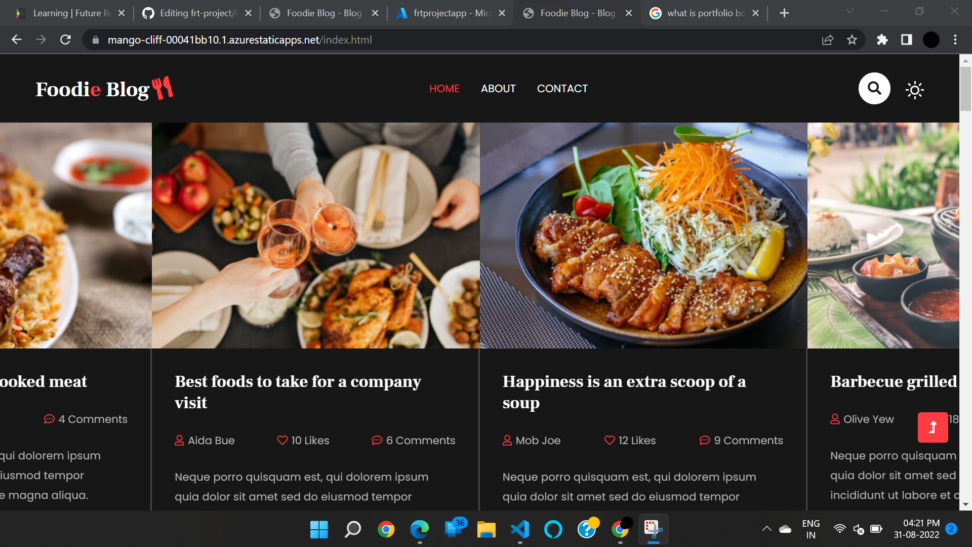 GitHub - sameerbasha1234/frt-project: I have created a Foodie Blog website. It is deployed using ...