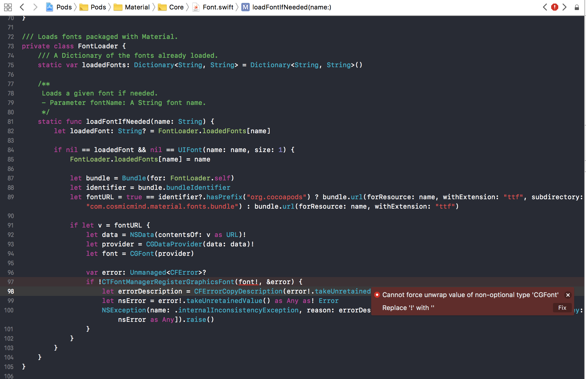 Swift Compiler Error · Issue #889 · CosmicMind/Material · GitHub