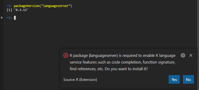cannot detect language server · Issue #980 · REditorSupport/vscode-R · GitHub