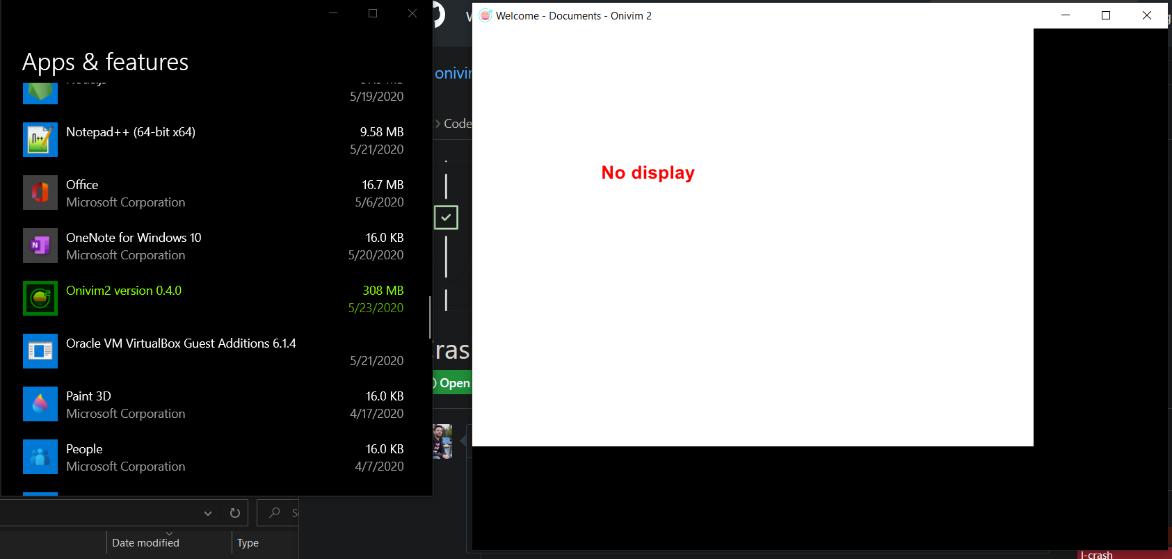 Windows 10 Pro - No usable display · Issue #1809 · onivim/oni2 · GitHub