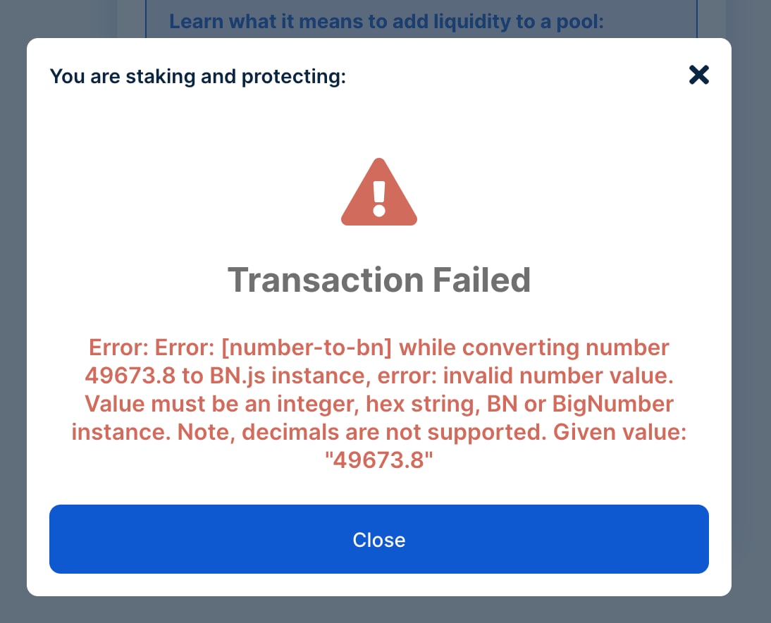 Tx fails due to decimal number in wei · Issue #882 · bancorprotocol/webapp · GitHub